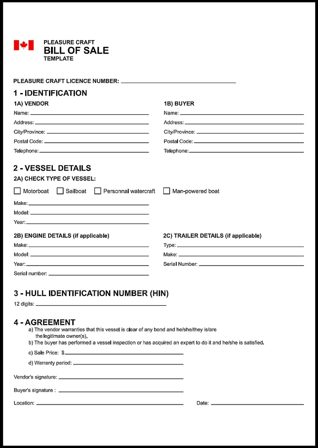 Ontario Boat Bill of Sale Template | Complete Legal Guide - Legal ...
