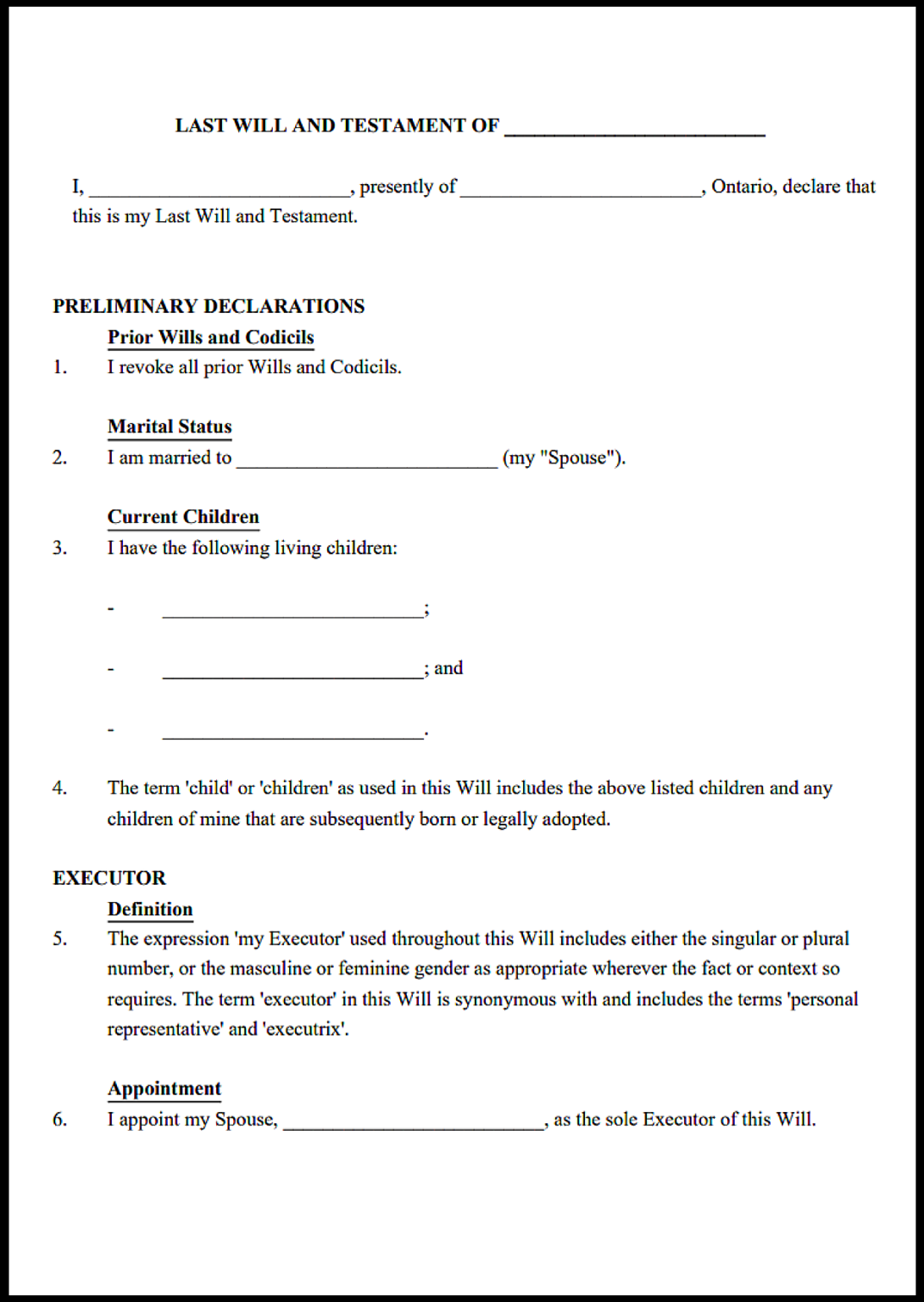 Ontario Last Will and Testament Guide | Free PDF Template - Legal ...