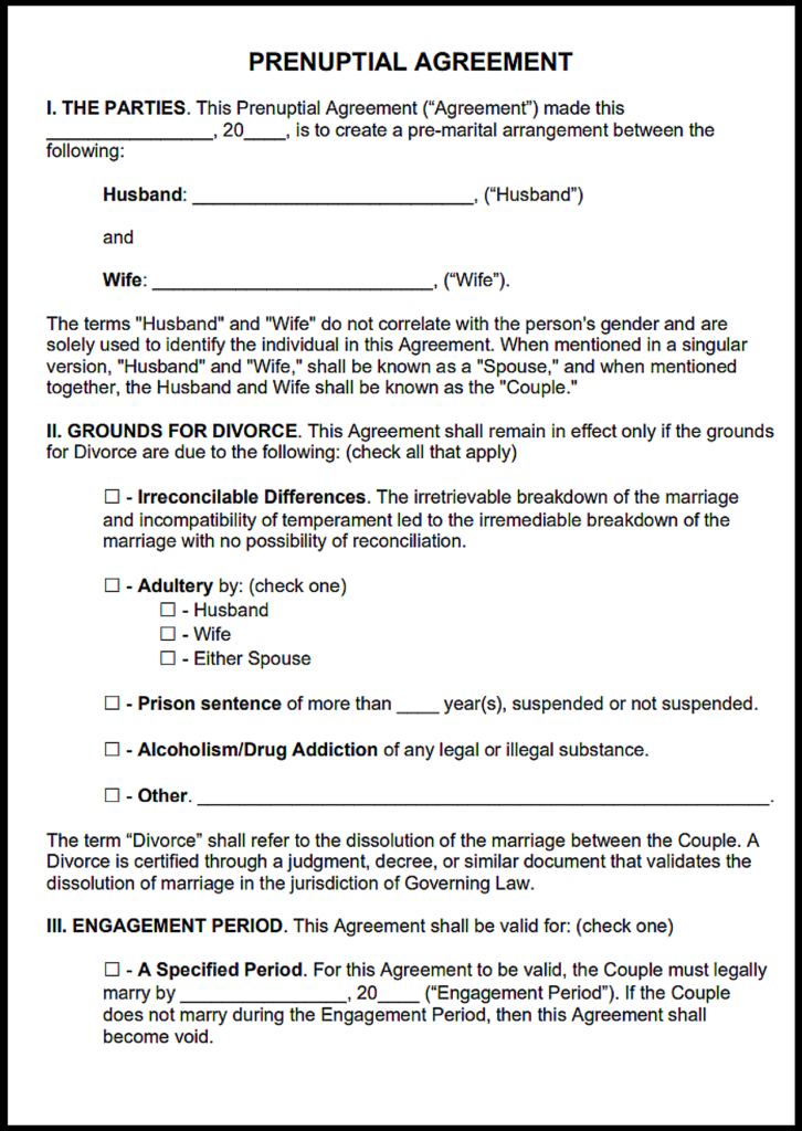 British Columbia Prenuptial Agreement (Free Template & Guide) - Legal ...