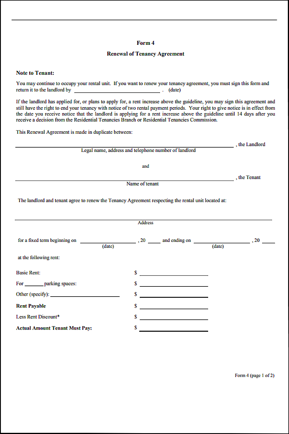 Manitoba Lease Renewal Agreement [Free Pdf, Template] - Legal Templates ...